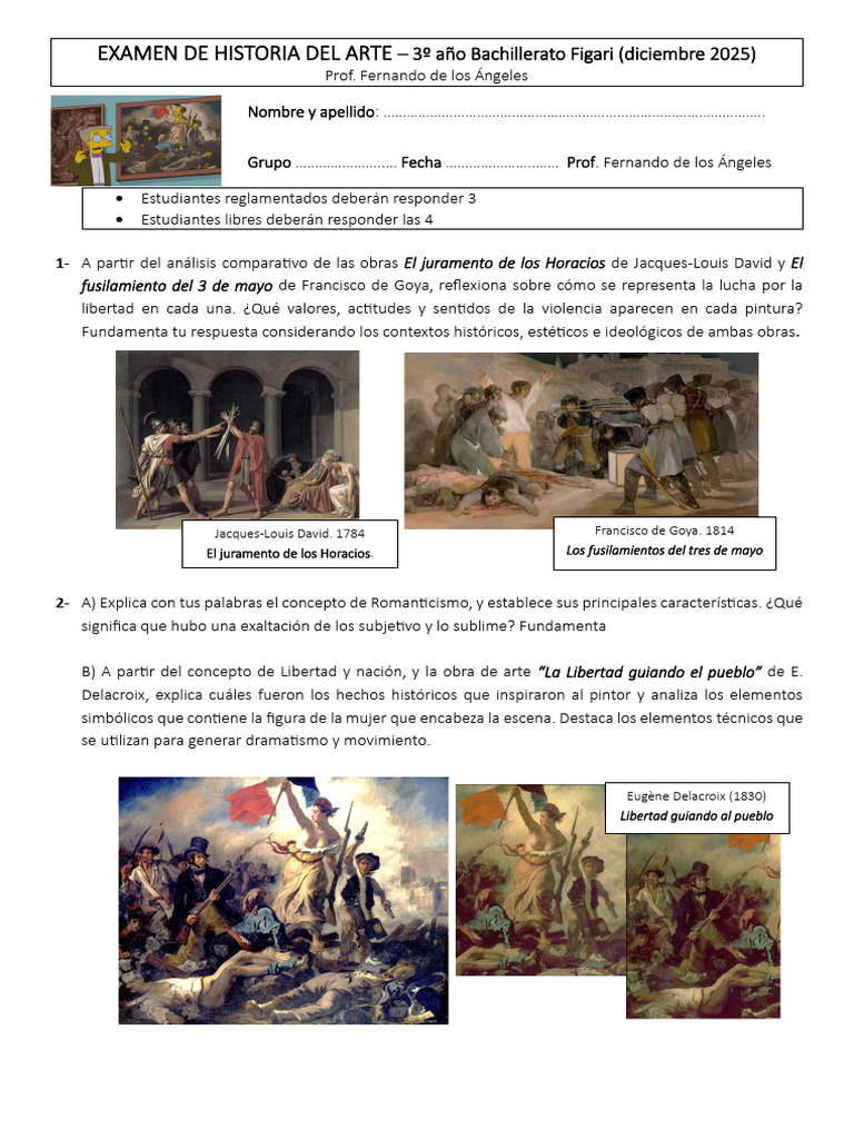 Examen de Historia Del Arte - Figari | PDF | Francisco Goya | Las artes