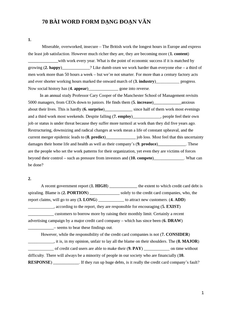 70 Word Form Exercises for Writing Skills | PDF | Dream | Meditation