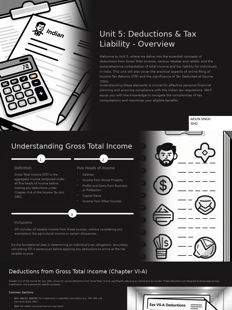 Unit 5 Deductions and Tax Liability Overview | PDF | Tax Deduction | Taxes