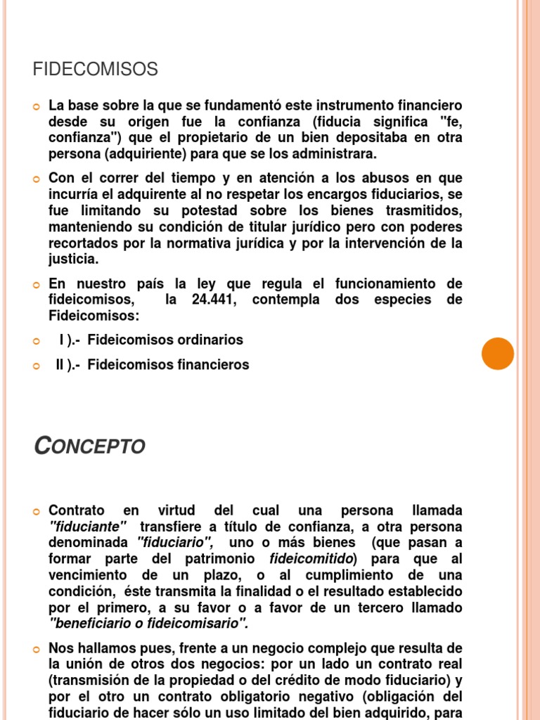 Significado y tipos de fideicomisos | PDF