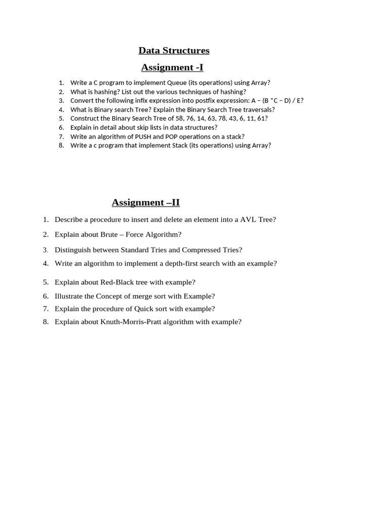 Data Structures Programming Assignments | PDF