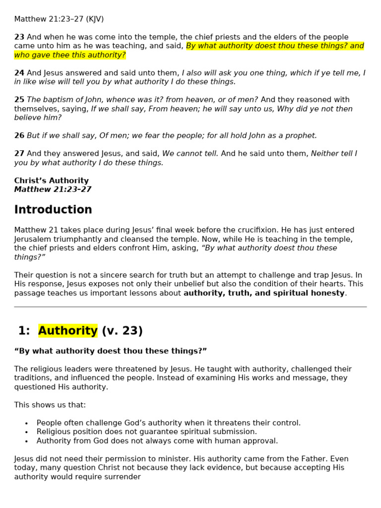 Matthew 21 | PDF | Jesus | Gospel Of Matthew