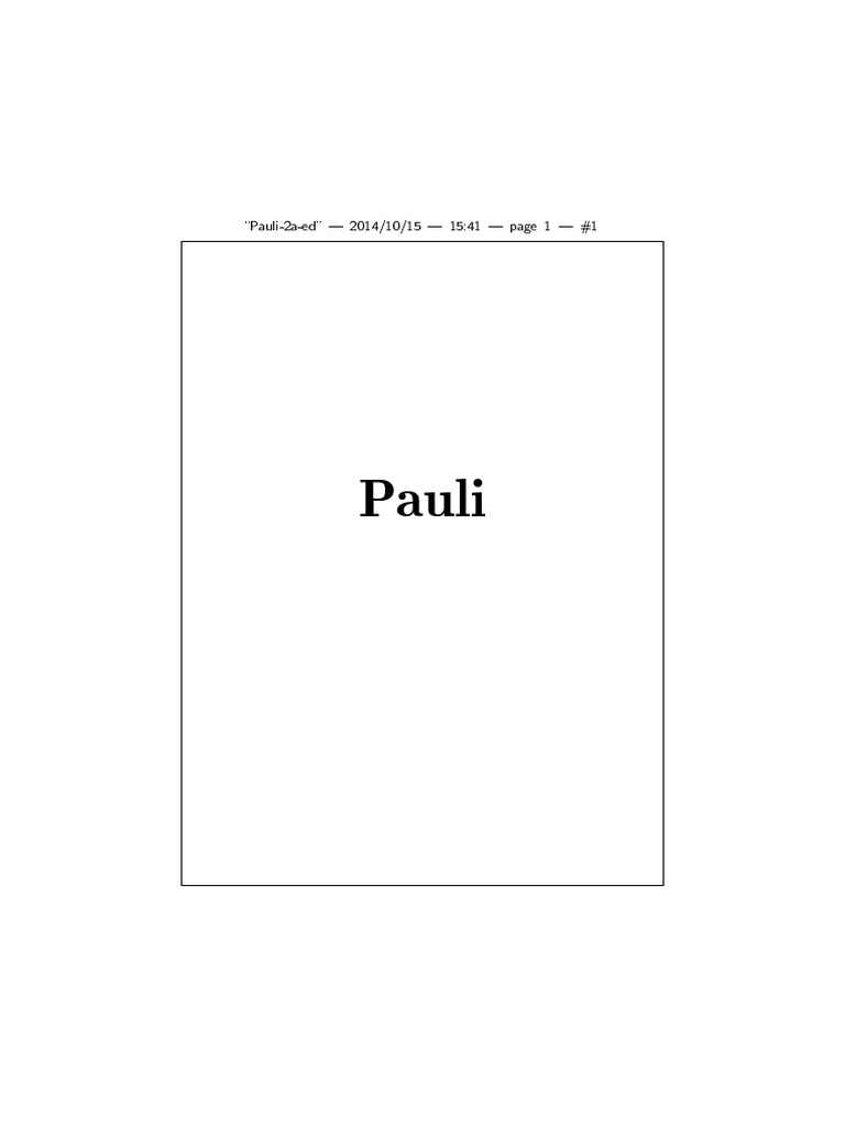 Pauli: Vida e Obra do Físico | PDF