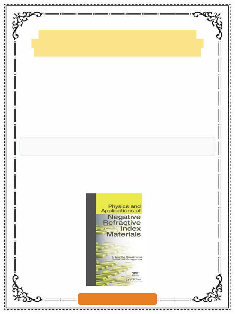 Physics and Applications of Negative Refractive Index Materials 1st ...