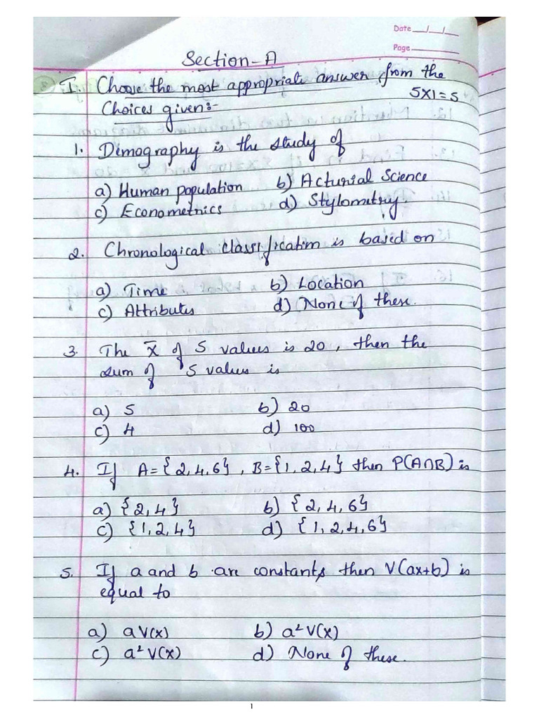 Handwritten Question Paper Stats | PDF
