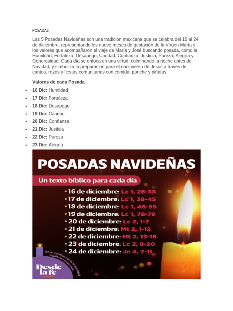Tradición de las 9 Posadas Navideñas | PDF