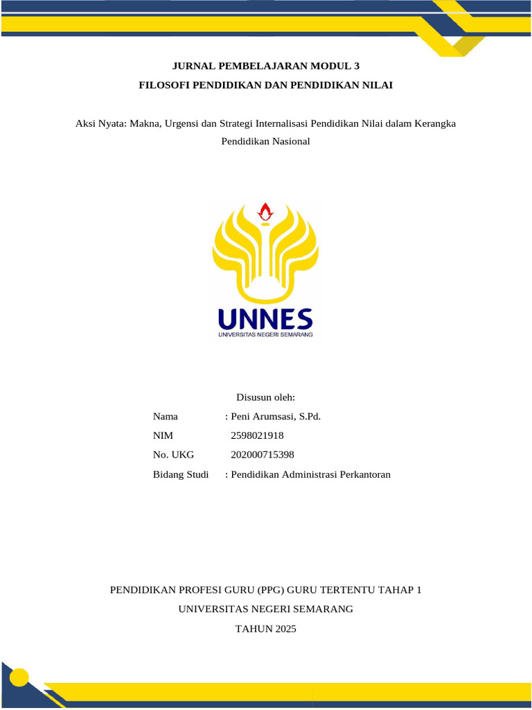 Jurnal Pembelajaran PPG Modul 3 Aksi Nya | PDF