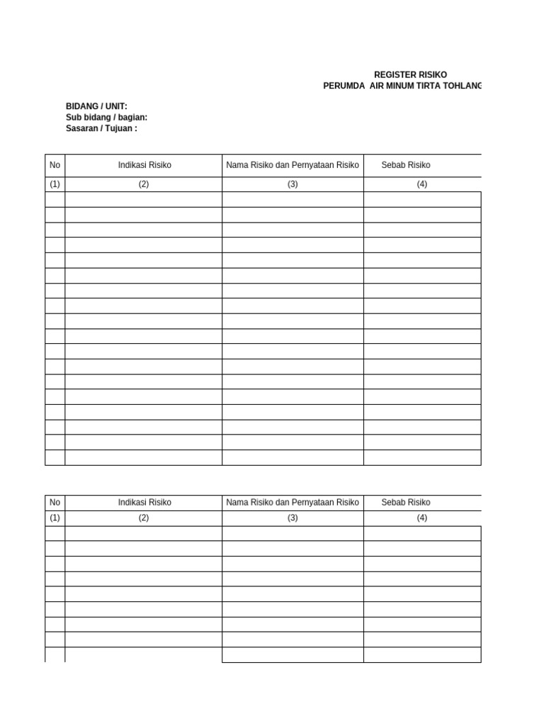 Salin Dari Form Daftar Risiko Di Perumda Tirta Tohlangkir | PDF
