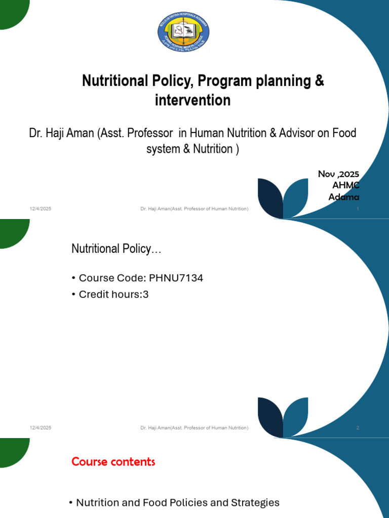 Nutritional Policy and Program Planning | PDF | Policy | Human Nutrition