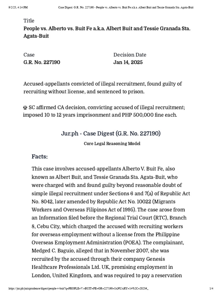 Case Digest_ G.R. No. 227190 - People vs. Alberto vs. Buit Fe a.k.a ...
