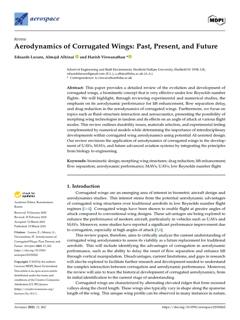 Corrugated Wings: Aerodynamics Review | PDF | Aerodynamics | Flight