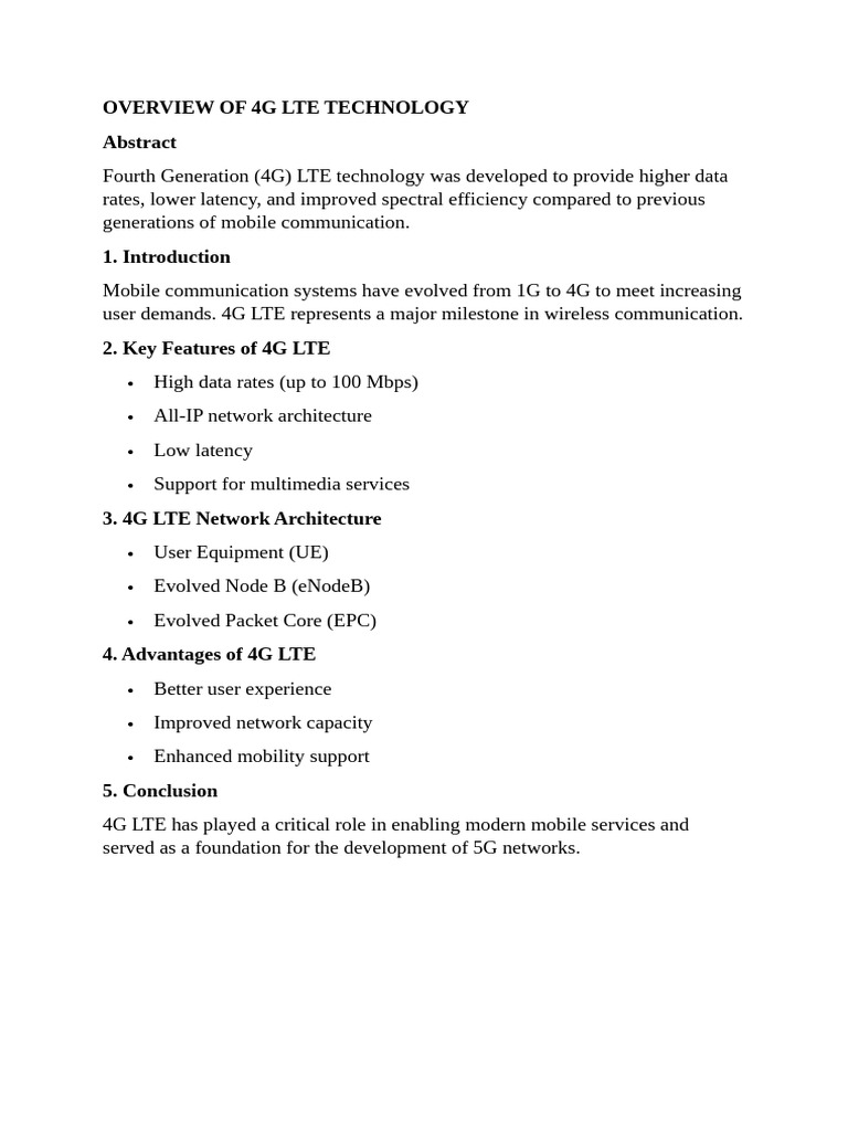 Overview of 4g Lte Technology | PDF