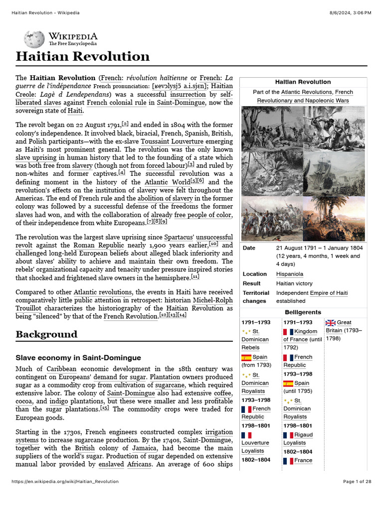 Haitian Revolution: A Fight for Freedom | PDF | Slavery | Haiti