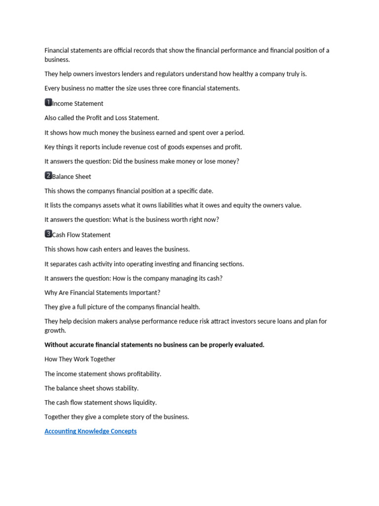 Understanding Core Financial Statements | PDF