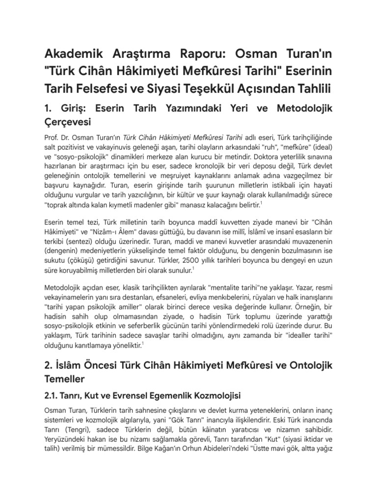Türk Cihan Hakimiyeti Mefkuresi Analizi | PDF