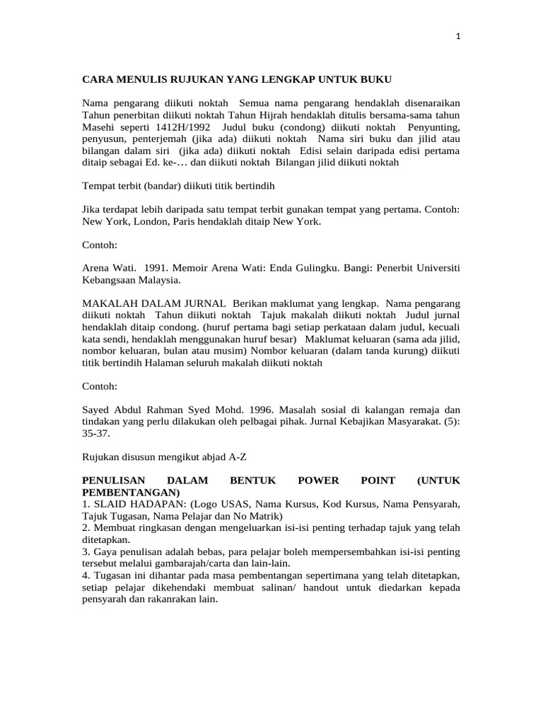 Format Penulisan Rujukan | PDF