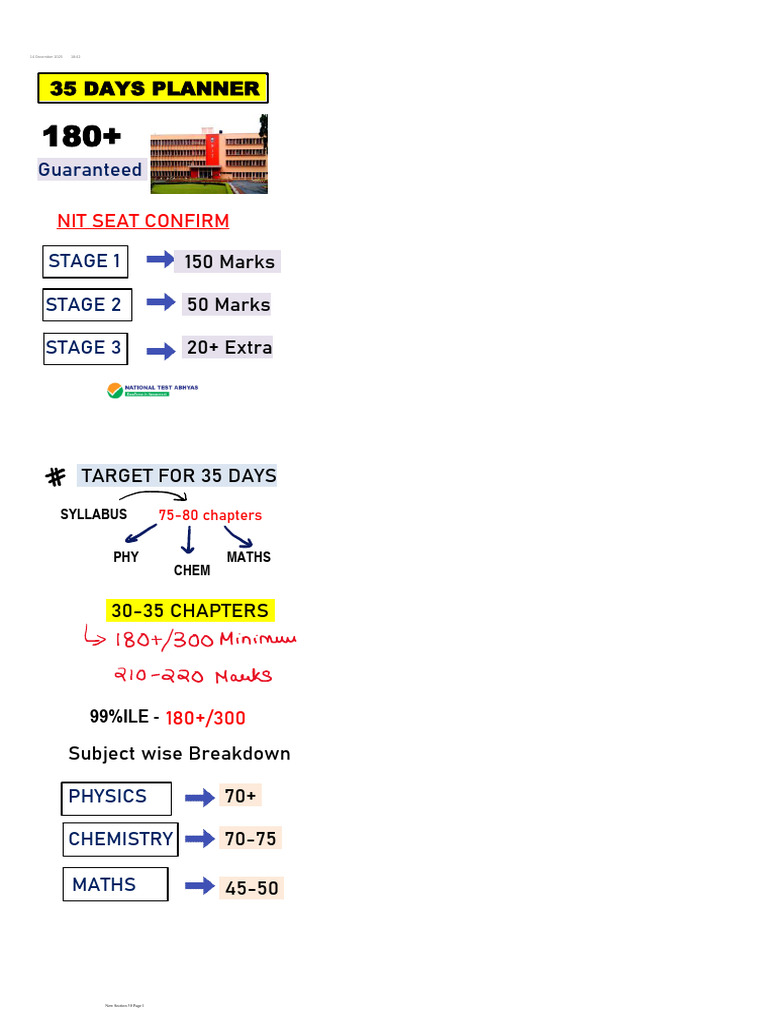 35-Day JEE Preparation Planner | PDF | Chemical Reactions | Force