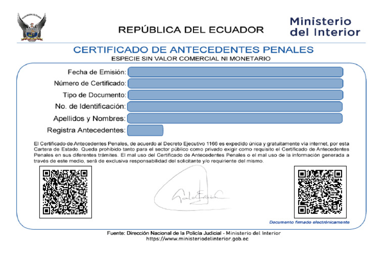 Cédula de Identidad de Ana María Quiñonez | PDF