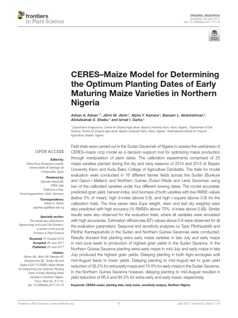 Optimizing Early Maize Planting in Nigeria | PDF | Soil | Agriculture