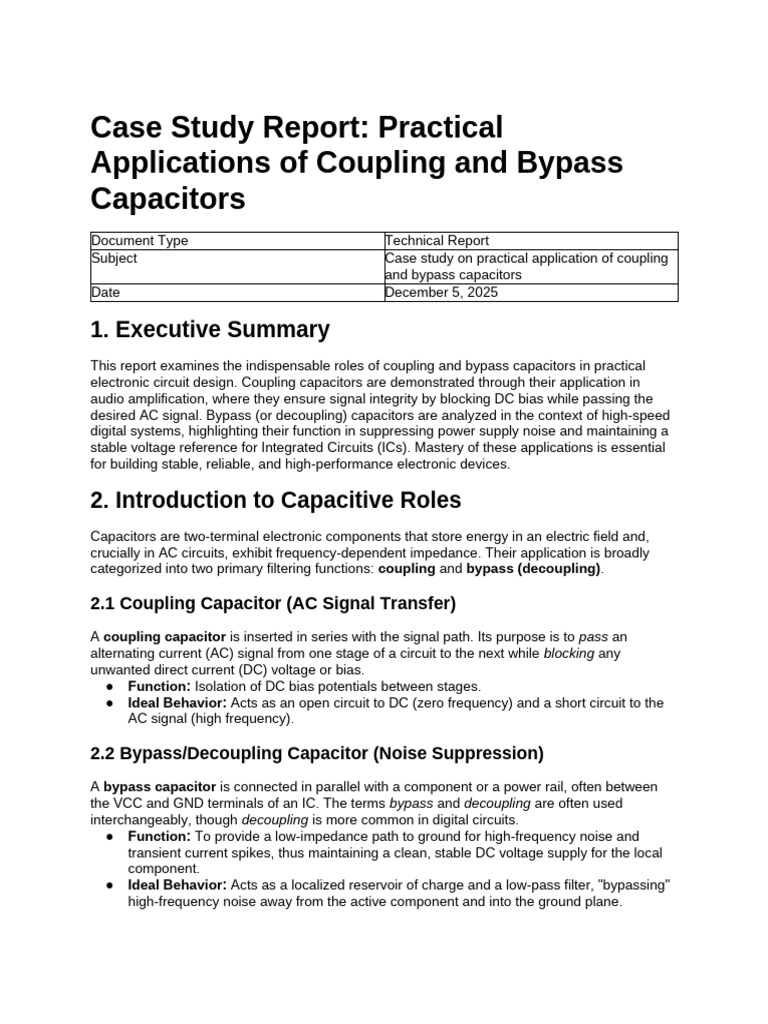Coupling & Bypass Capacitors Case Study | PDF | Capacitor | Bipolar ...