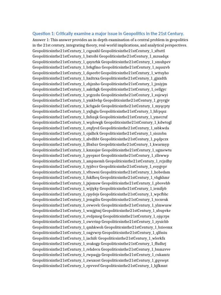 Set3 3 Geopolitics in the 21st Century QA 10000 Words | PDF ...