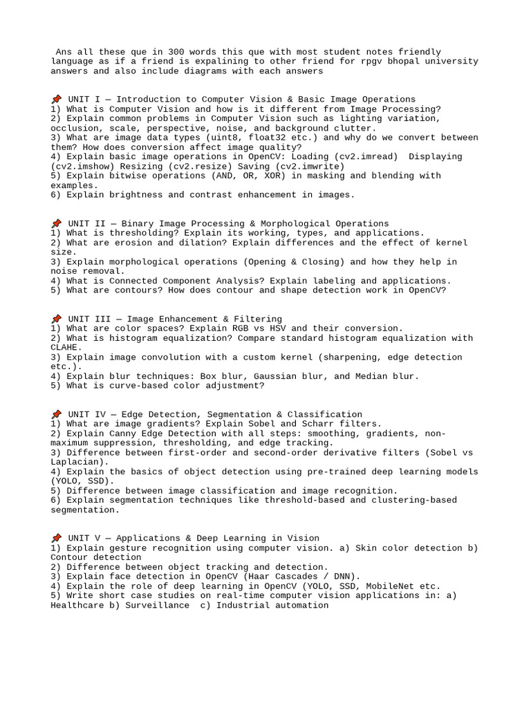 Computer Vision Endsem IMP Que | PDF | Computer Vision | Image Segmentation