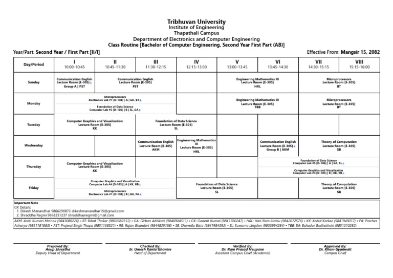 Class Routine BCT 2081 Ab-1 | PDF | Computer Science | Computing