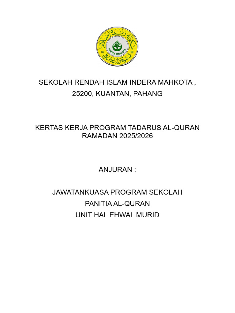 Kertas Kerja Tadarus Quran | PDF