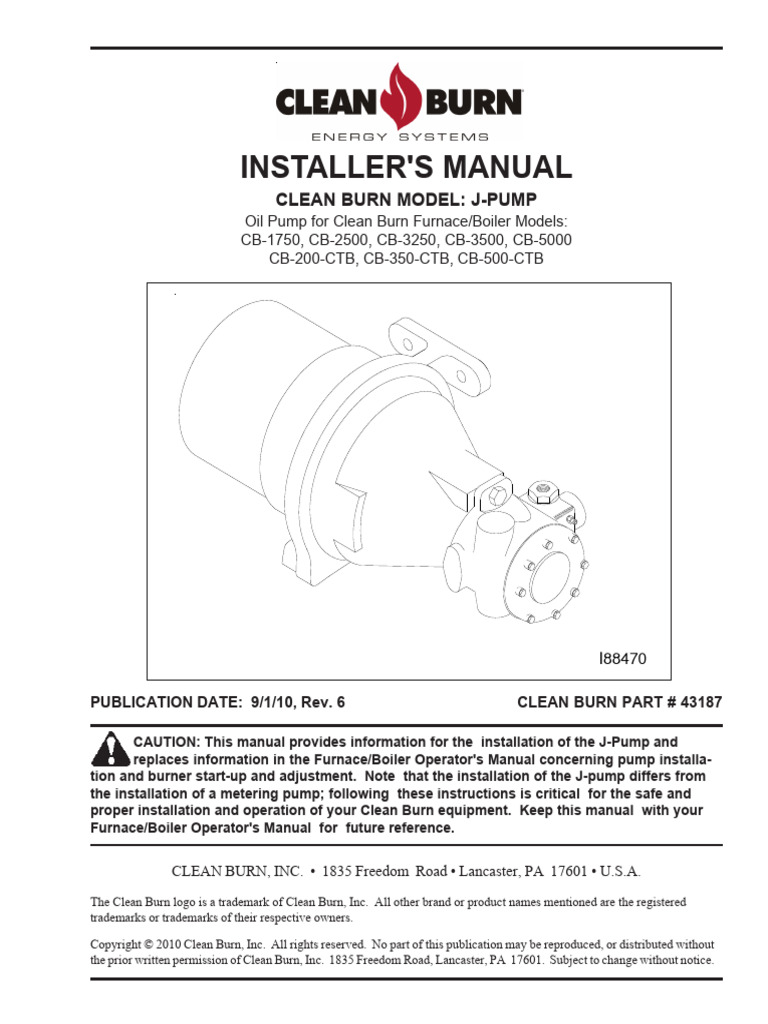 Clean Burn J-Pump Installation Guide | PDF | Pump | Pipe (Fluid Conveyance)