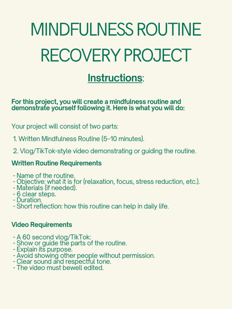 Mindfulness Routine Project Guide | PDF | Mindfulness | Psychology