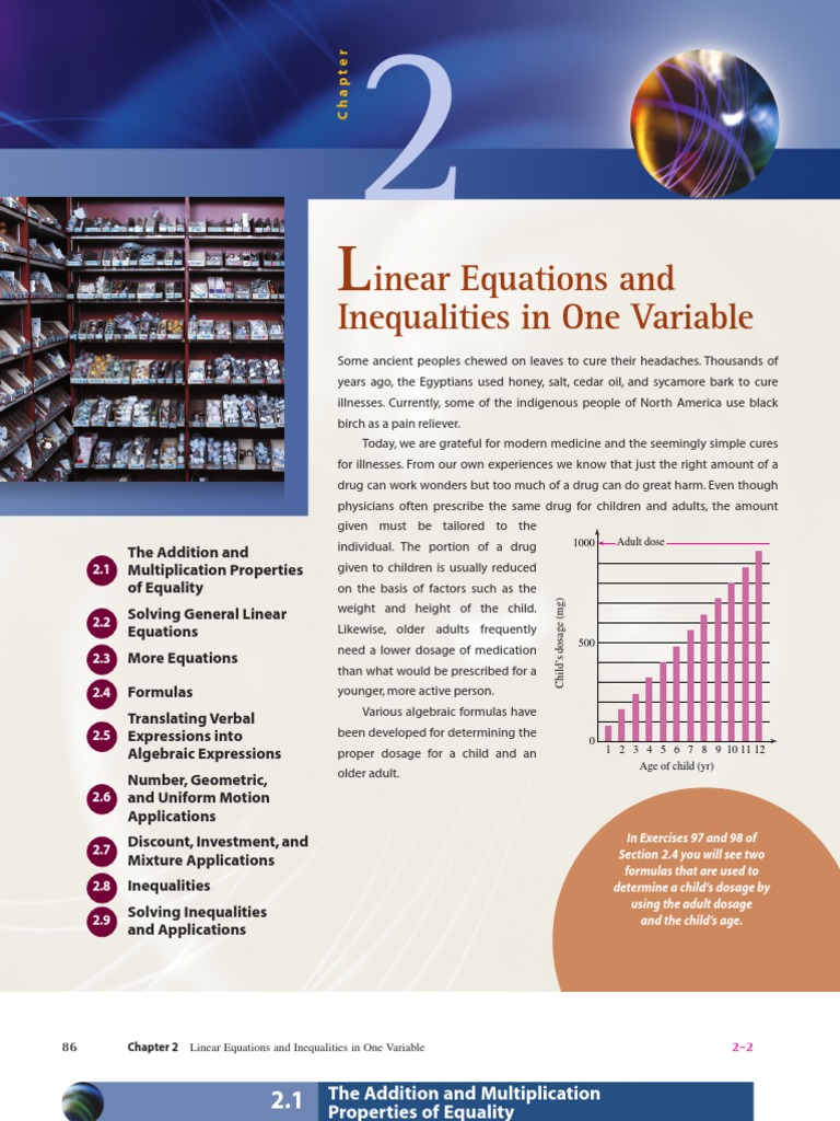Linear Equations and Inequalities in One Variable | PDF | Equations ...