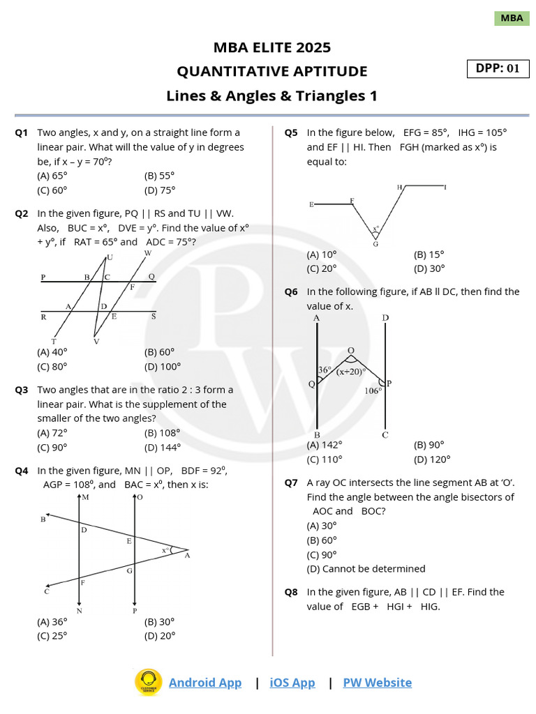 Geometry _ Dpp 01 __ Mba Elite 2025 (Cat + Omets) | PDF | Triangle | Euclid