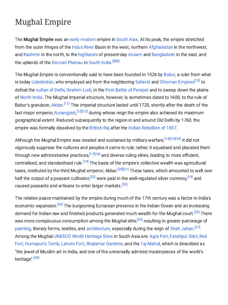 Overview of the Mughal Empire | PDF | Mughal Empire