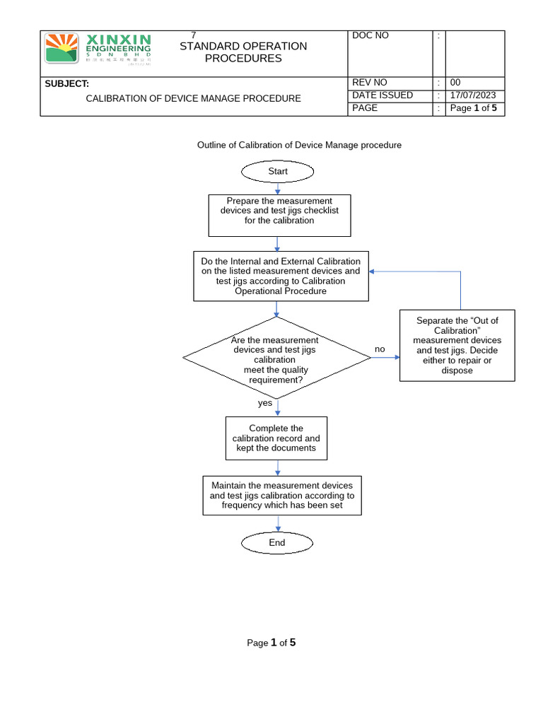 Calibration Procedure for Measurement Devices | PDF | Calibration ...