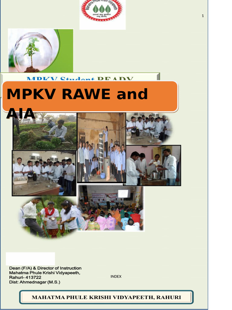 Revised Final MPKV Student READY - RAWE & AIA Programme With Schedules ...