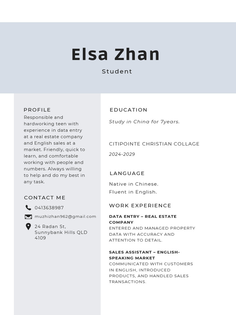 Elsa Zhan Resume PDF | PDF