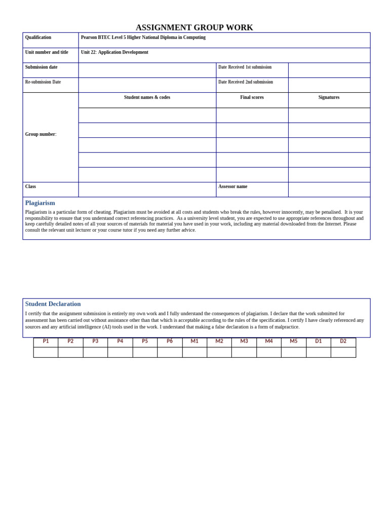 Frontsheet Asm Final Report (Group) | PDF | Plagiarism