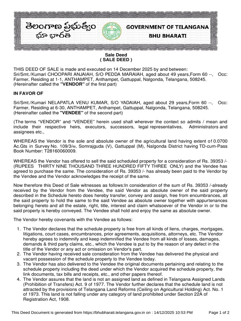 Sale Deed Document 5112035 | PDF | Mortgage Law | Justice