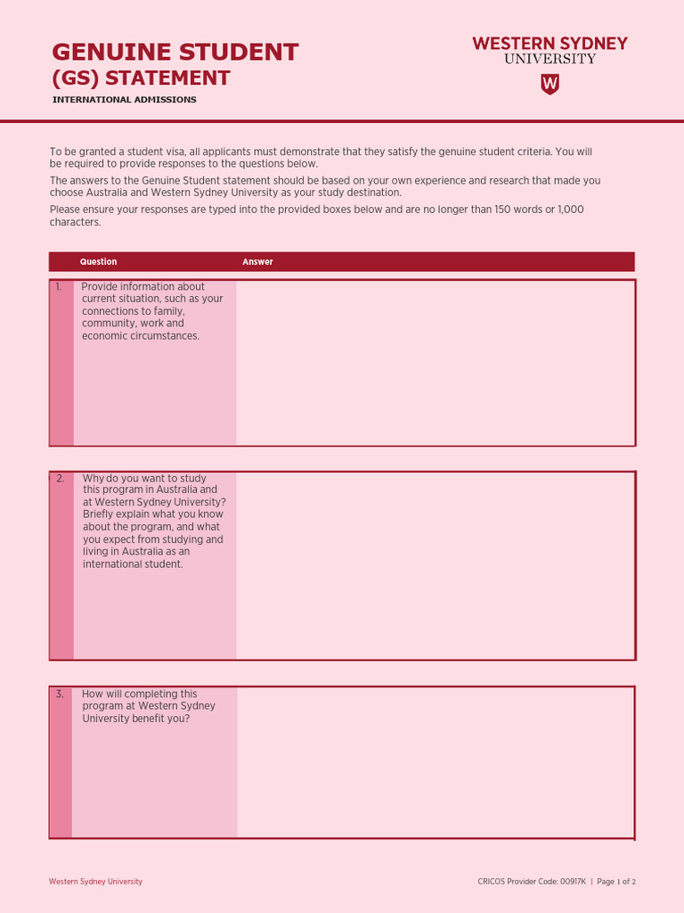 Genuine Student Statement Guide | PDF | Travel Visa