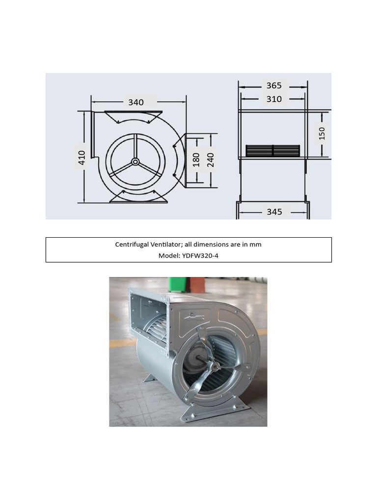 YDFW320-4 Centrifugal Ventilator Specs | PDF