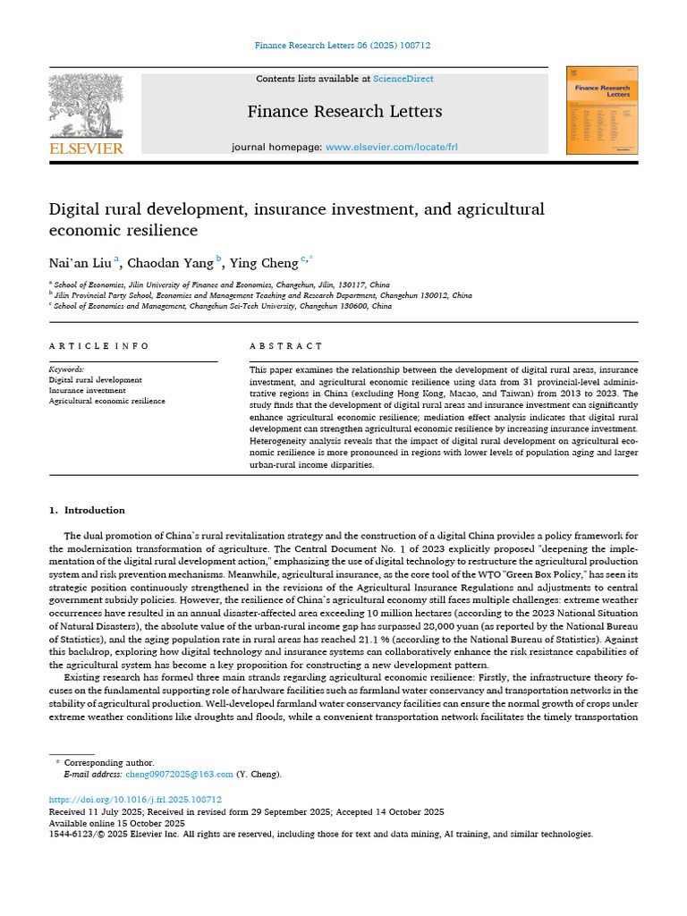 Enhancing Agricultural Resilience via Digital Development | PDF ...