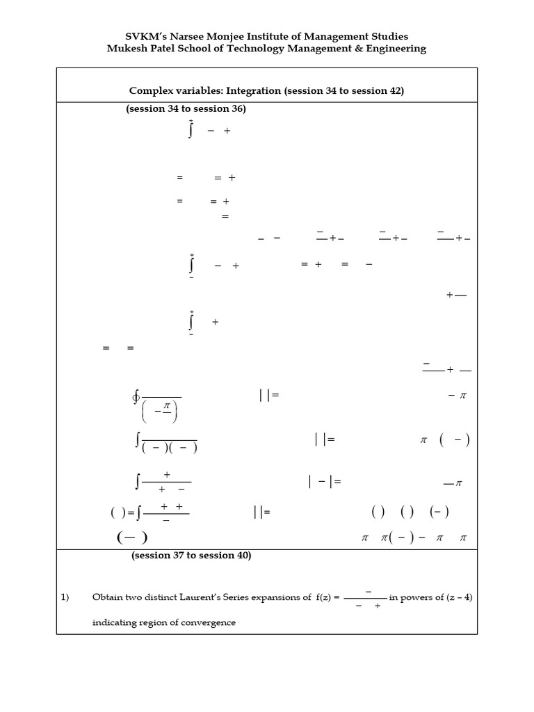 New Unit5 Complex Integration - Tutorial Problems-Revised | PDF ...
