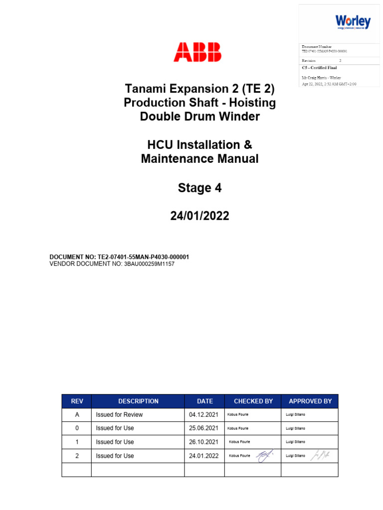 Tanami Expansion 2 HCU Manual | PDF | Safety | Valve