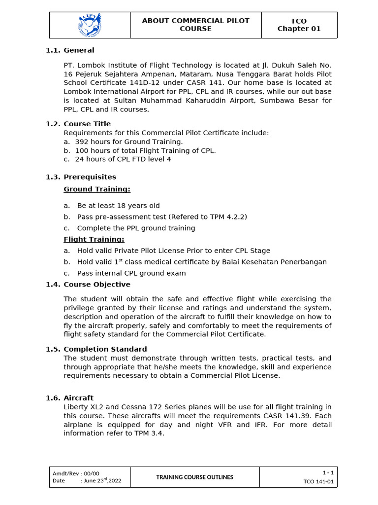 Chapter 1 About Commercial Pilot Course | PDF | Flight Instructor ...
