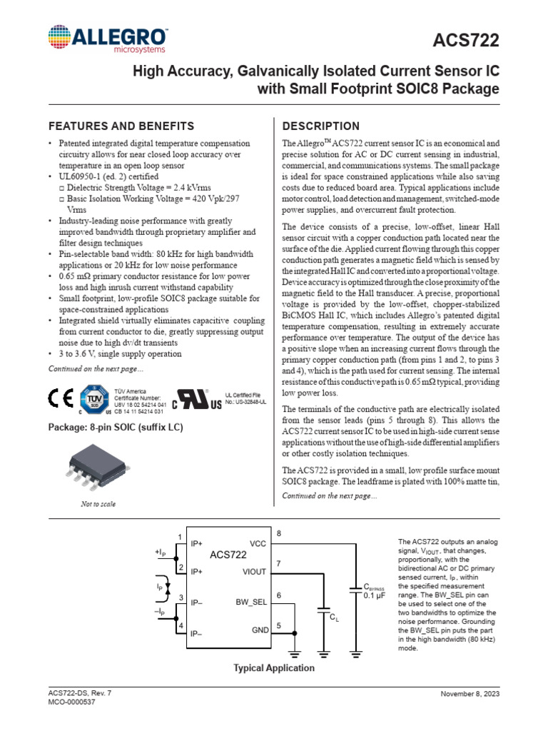 ACS722_Datasheet-3447097 | PDF | Electromagnetism | Computer Engineering