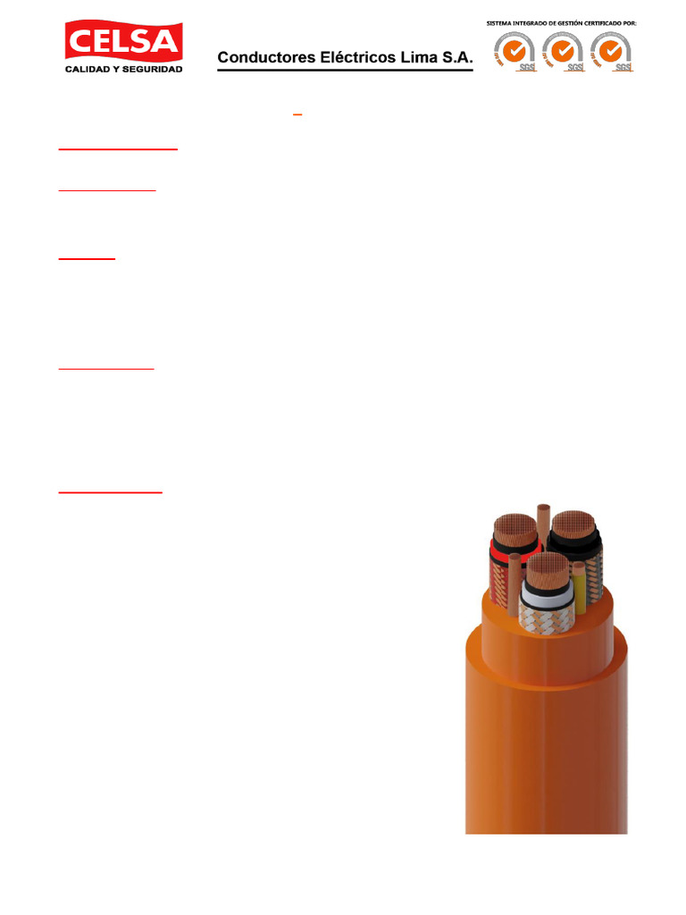 Cable SHD-GC 2 kV EPR-TPU para Minería | PDF | Conductor electrico ...