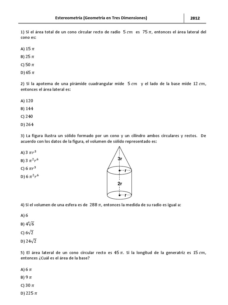 Estereometría | PDF | Esfera | Geometría del plano euclidiano