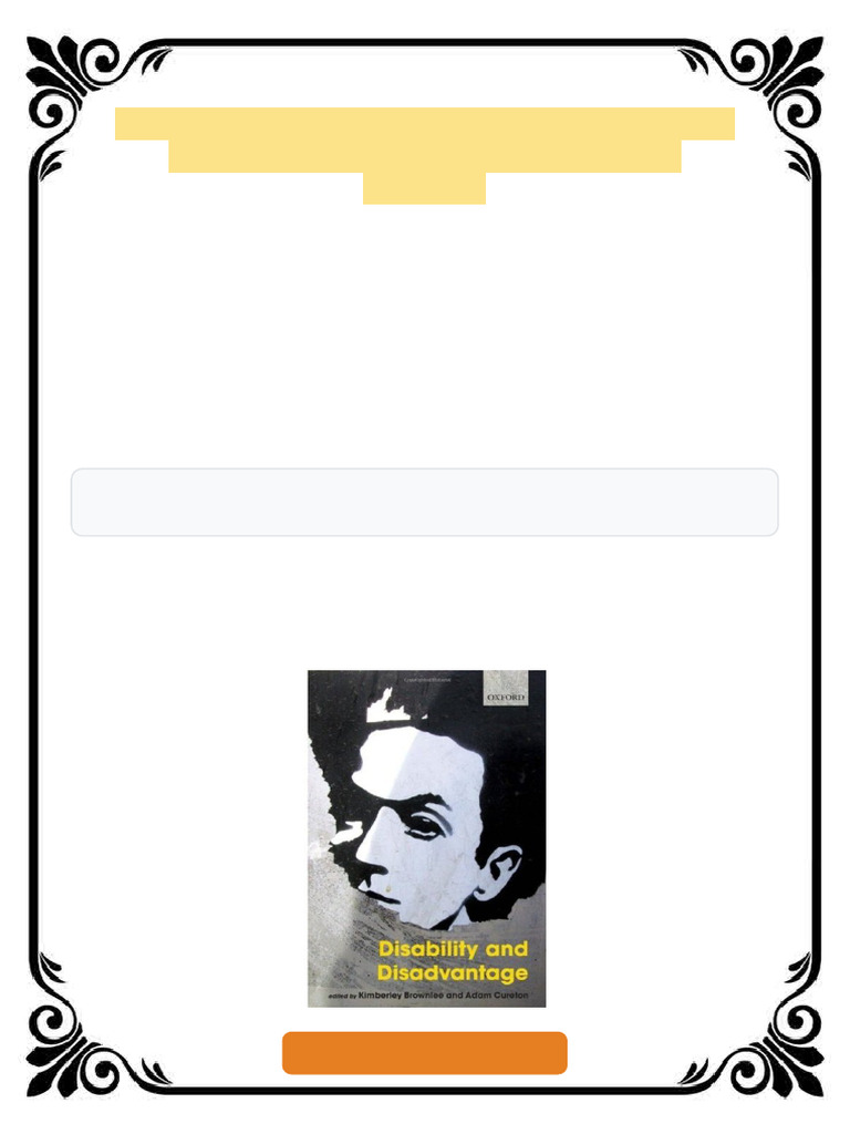Disability and Disadvantage 1st Edition Kimberley Brownlee Ebook Legacy ...