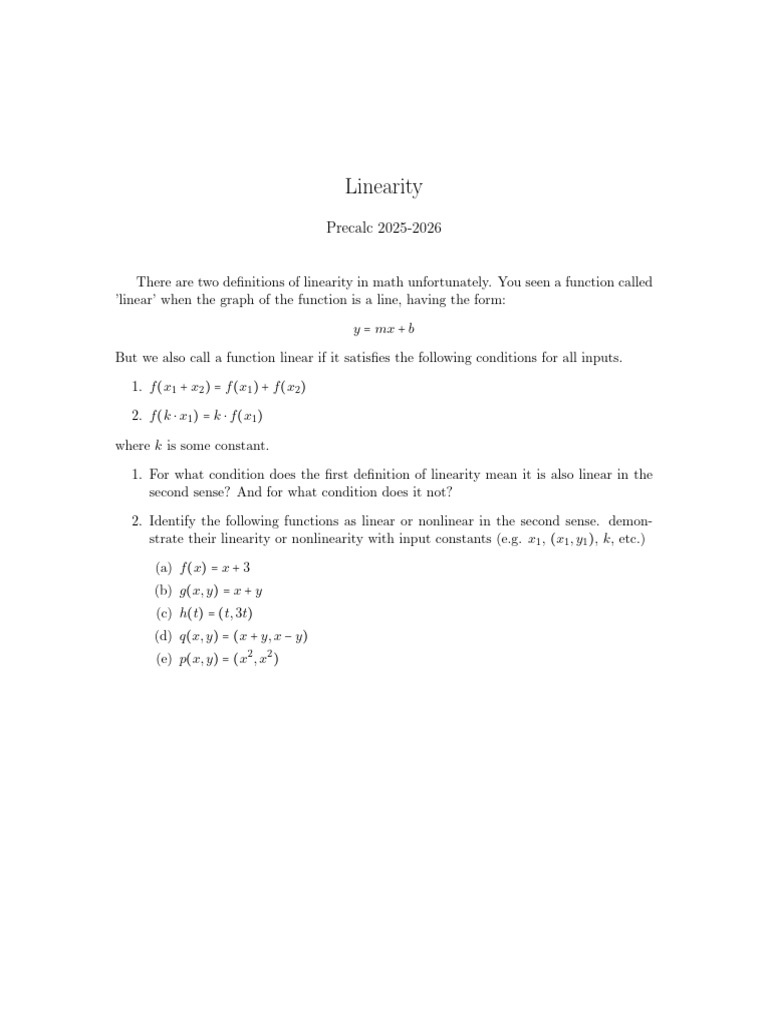 Understanding Linearity in Mathematics | PDF