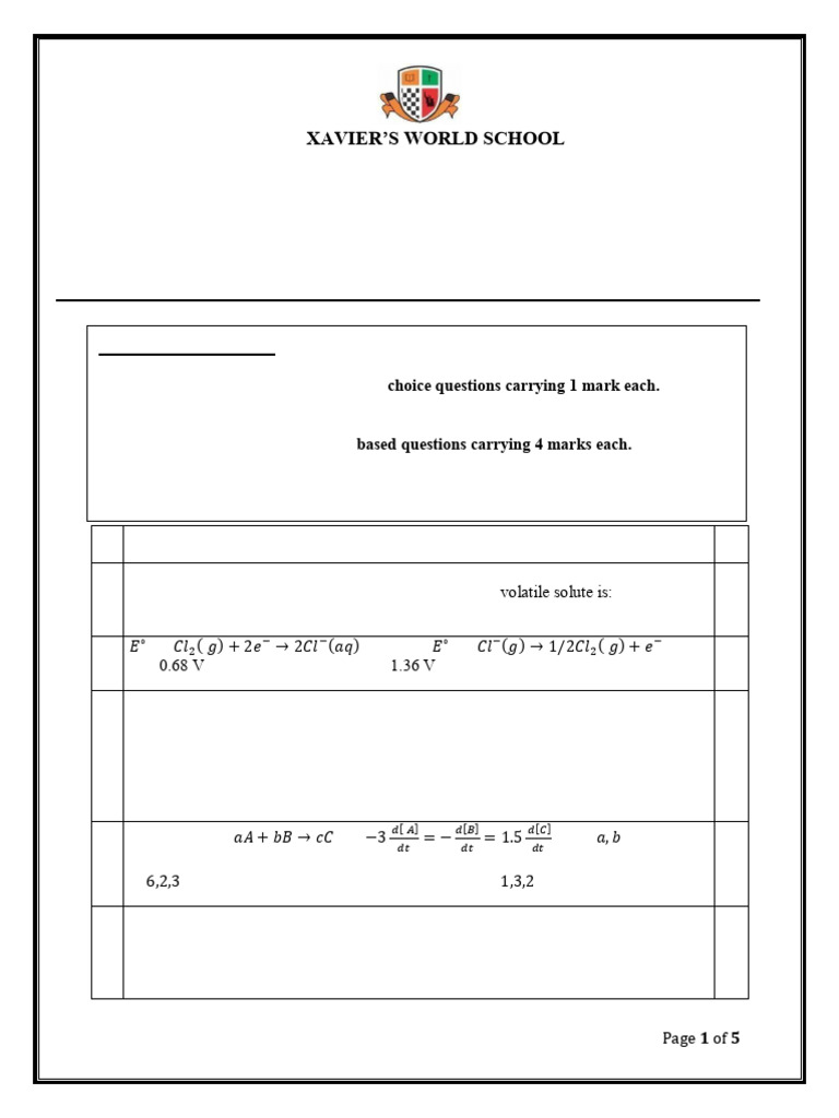 Chemistry Pre-Board Exam Paper XII | PDF | Amine | Chirality (Chemistry)
